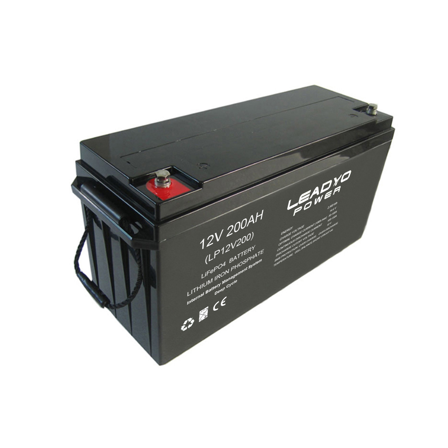 Rechargeable IP66 Lithium ion RV Battery 12V 200Ah LiFePO4 Deep Cycle ...